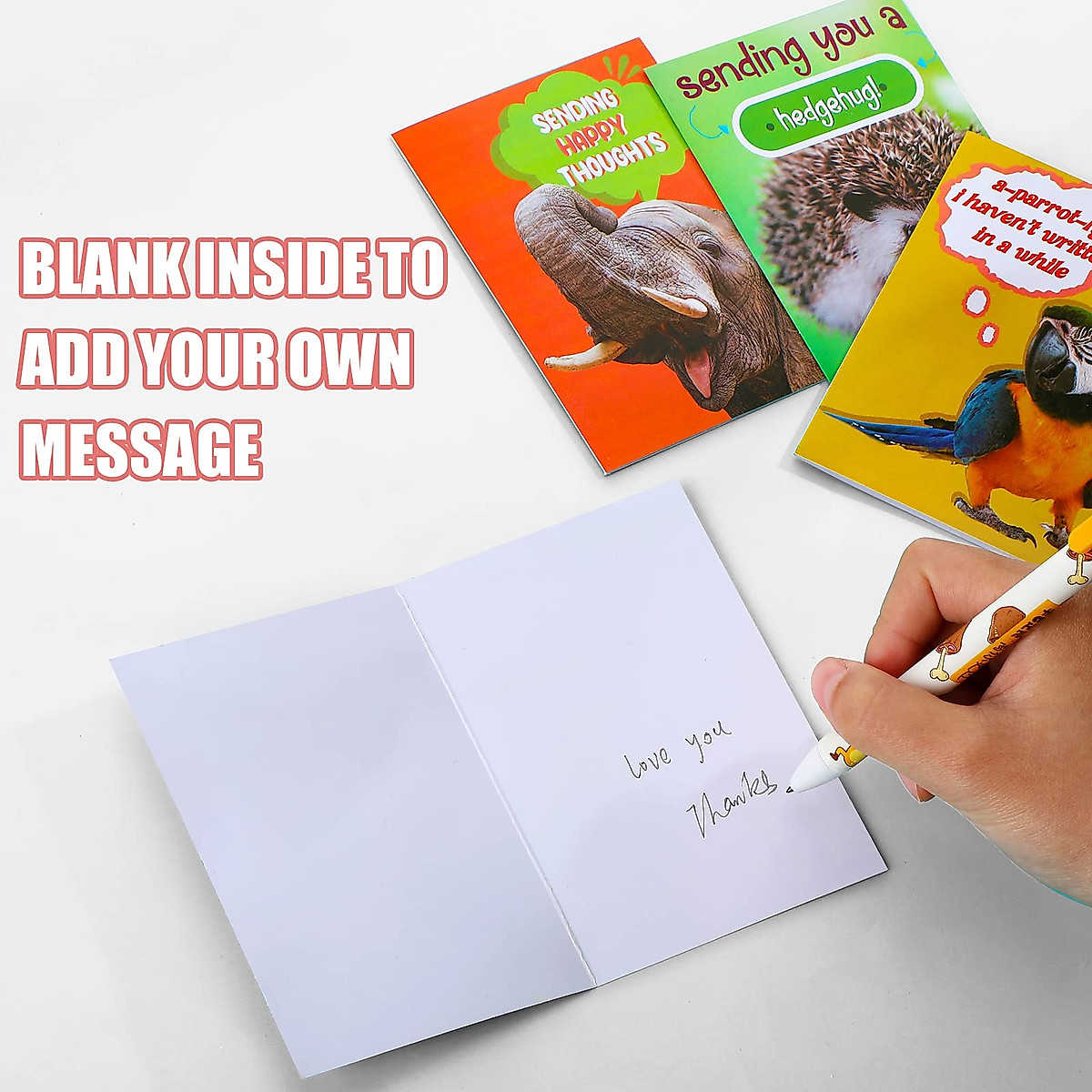 Panelee 60 Set Funny Greeting Cards Set with Envelopes Gratitude Blank Boxed Animal Note Cards Funny Affirmation Cards Appreciation Thank You Postcards for Employee Friends Business Coworker