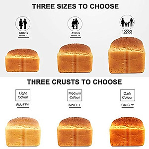 Secura Bread Maker Machine 2.2lb Stainless Steel Toaster Makers 650W Multi-Use Programmable 19 Menu Settings for Home Bakery (Silver)