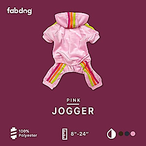 fabdog Dog Jogger Hoodie - Comfy Velour Dog Sweater For All Dogs - Soft, Lightweight Dog Clothes Ideal For Gift - Fits Neck Sizes 20" | Pink