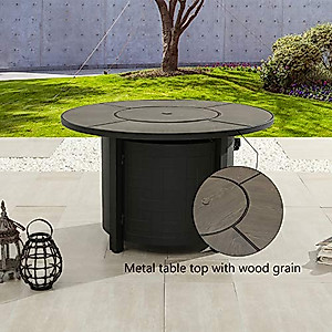 Top Space Propane Fire Pit Table Outdoor Gas Fire Pit Patio Fire Table CSA Certification 50,000 BTU Auto-Ignition, 42 Inch, Round, Bronze
