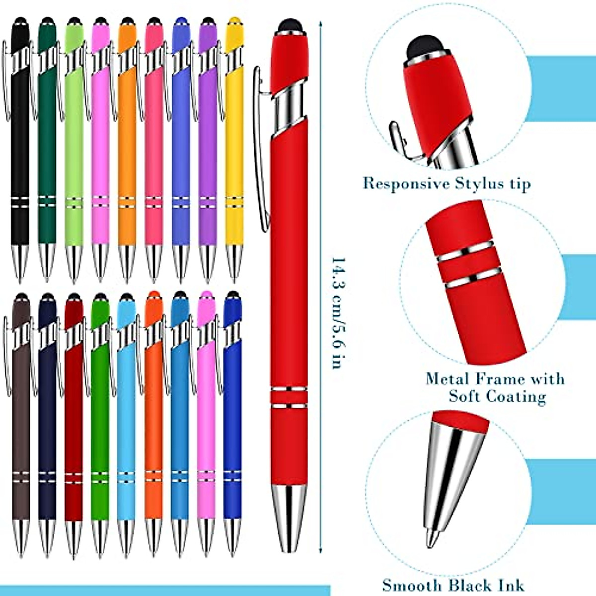 100 Pieces Stylus Pen 2 in 1 Ballpoint Pen with Stylus Tip Stylus Metal Pens Capacitive Stylus Ballpoint Pen for Touch-Screen Phone Tablet, Touchscreen Devices, Compatible with iPad iPhone Samsung