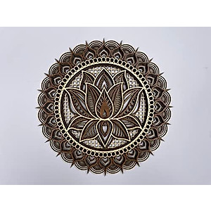 Mandala Wall Art, Mandala Wood Wall Art Decor, Lotus Flower Wall Decoration, Layered Mandala (Small)