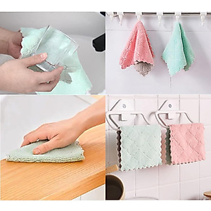 24 Pack Kitchen Cloth, Microfiber Dish Towels Washcloths, Super Absorbent Coral Velvet Dishtowels, Premium Cleaning Cloths,Non-Stick Oil Quick Dry Dish Towels, Soft Tea Towels, Table Cleaning Cloths.
