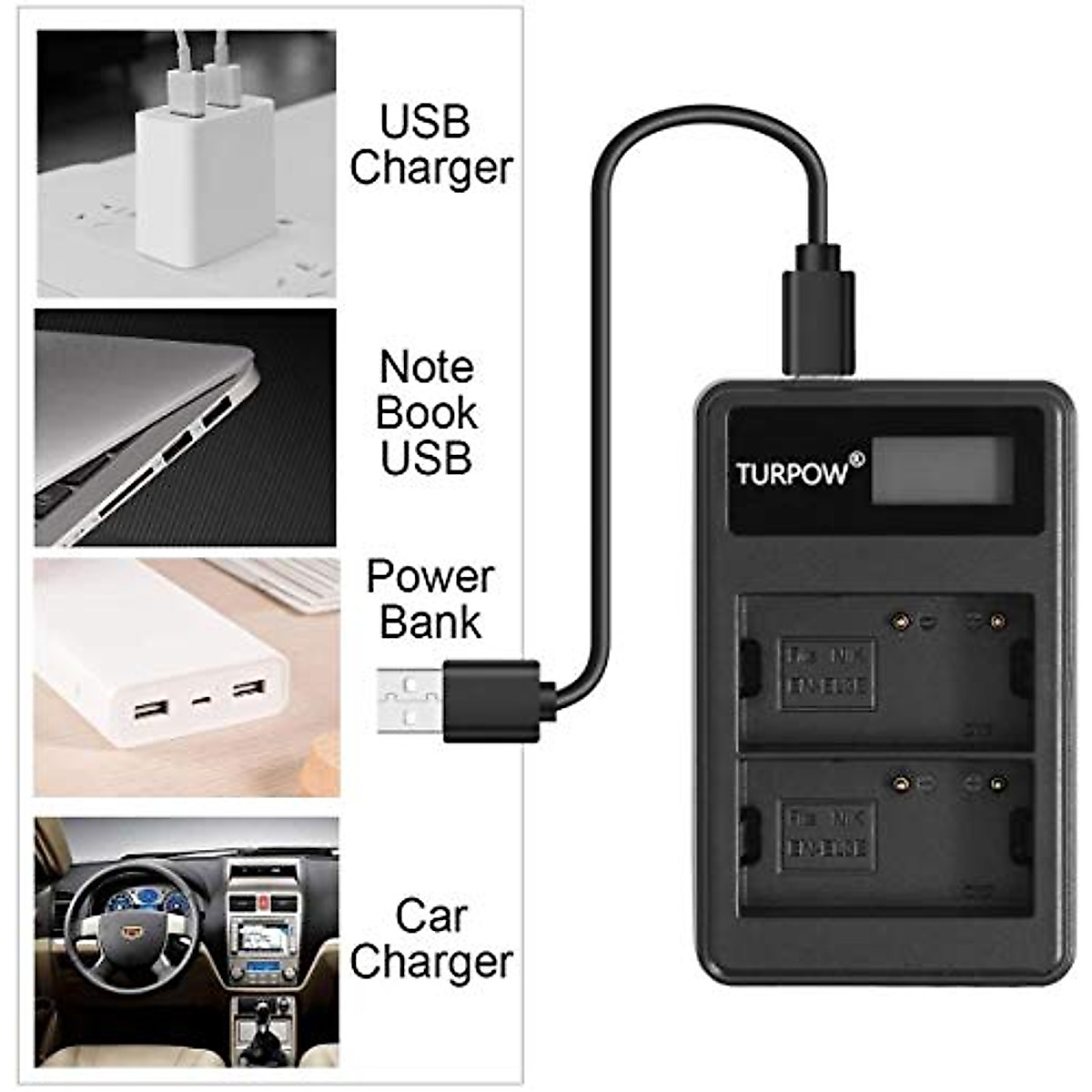 2Packs EN-EL3E 2000mAh Battery and Dual Slot Charger Compatible with Nikon D50, D70, D70s, D80, D90, D100, D200, D300, D300S, D700 D900 MH-18, MH-18a, MH-19, MB-D200, MB-D10 & More Digital SLR Camera