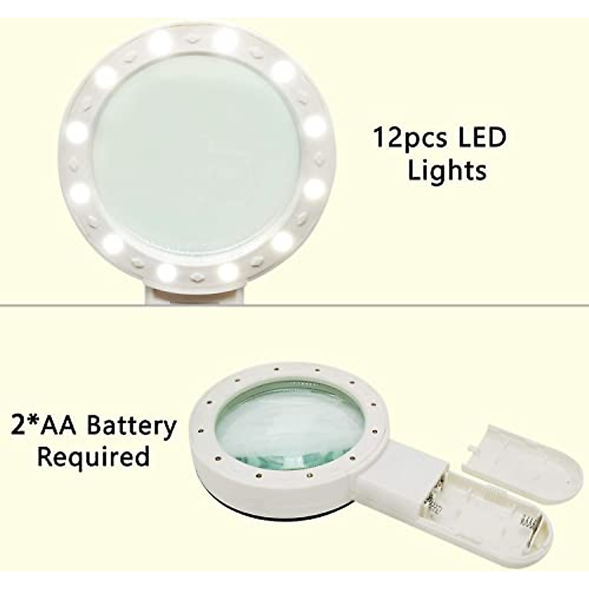 SUPULSE Magnifying Glass with Light, 30X Handheld Large Magnifying Glass 12 LED Illuminated Lighted Magnifier for Macular Degeneration Seniors Reading Inspection Coins Jewelry