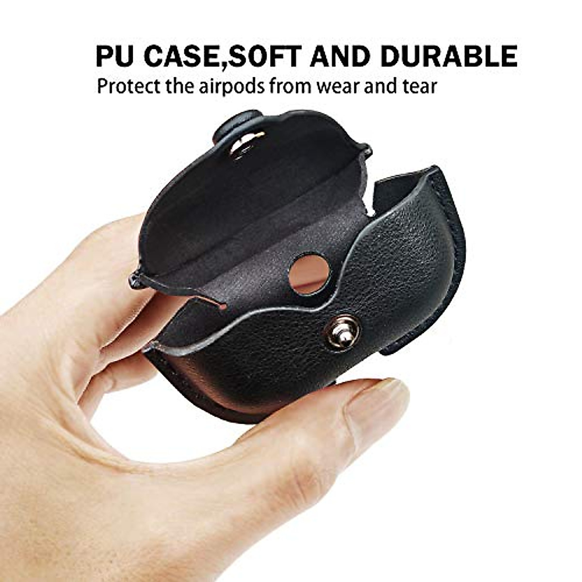 MODOS LOGICOS Charging Case Cover for Apple Air Pods Pro, Leather Case with Secure Snap-Fastener Compatible with Apple AirPods Pro 1st (2019) / AirPods Pro 2nd (2022) Charging Case - Black