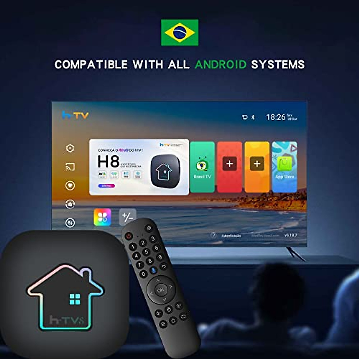 2023 Newest H8 HTV 8 Box IPTV Brazil Brazilian More Videos Quad Core Andorid 9.0 8K HDR Image Android 9 HDMI 2.0 LAN Multi-Media