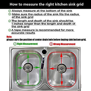 ARLBA 2Pack 304 Stainless Steel Sink Protector for Double Kitchen Sink Rear Drain,(13"x16"& 11.26"x14.5") Metal Sink Grid Sink Grate Sink Rack for Bottom of Kitchen Sink w/Sink Strainers Rubber feet