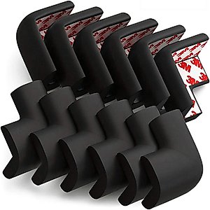 DYKESON Soft Corner Protector, Baby Safety Cushion, Corner Bumpers for Furniture, Corner Proofing for Baby, Corner Cushion, Table Edge Protector, Baby Proofing Edge, Corner Guards, 12 Pack, Black