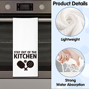 RZHV Stay Out of The Kitchen Kitchen Towel, Funny Pickleball Dish Towel Gift for Women Sisters Friends Mom Aunty Hostess Pickleball Lover, Housewarming New Home