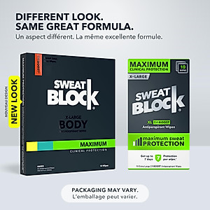 SweatBlock Antiperspirant Body Wipes | Clinical Strength | All-Day Sweat Protection for Body, Hands, Feet & Underarms | Hyperhidrosis Treatment for Men & Women | XL, Unscented, 10-Pack