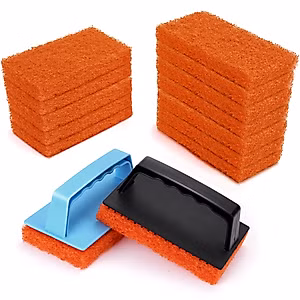 Hhome Griddle Cleaning Kit 16 Piece for Blackstone Flat Top, Grill Cleaning Accessories Tool, Easy Clean on Hot or Cold Surfaces, 14 Cleaning Pads and 2 Handles