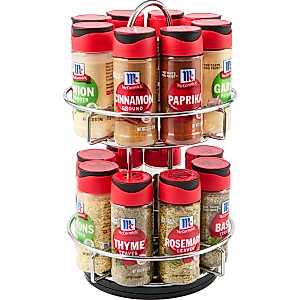 McCormick Two Tier Chrome 16 Piece Spice Rack Organizer with Spices Included, 26.09 oz