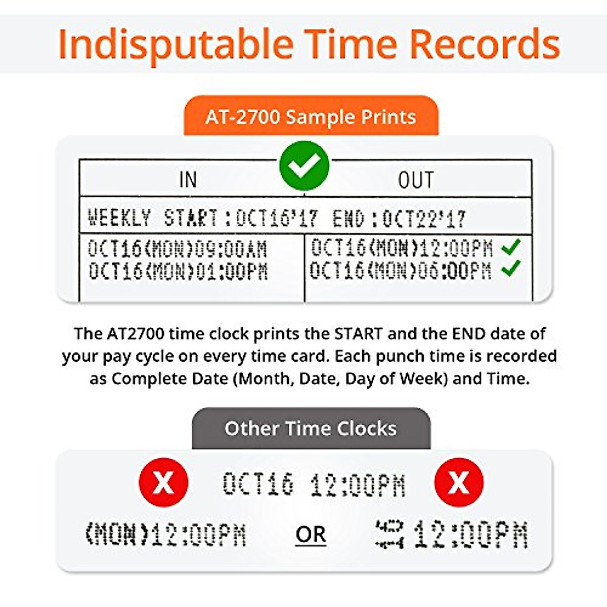 Touch Free Small Business Time Clock AT-2700