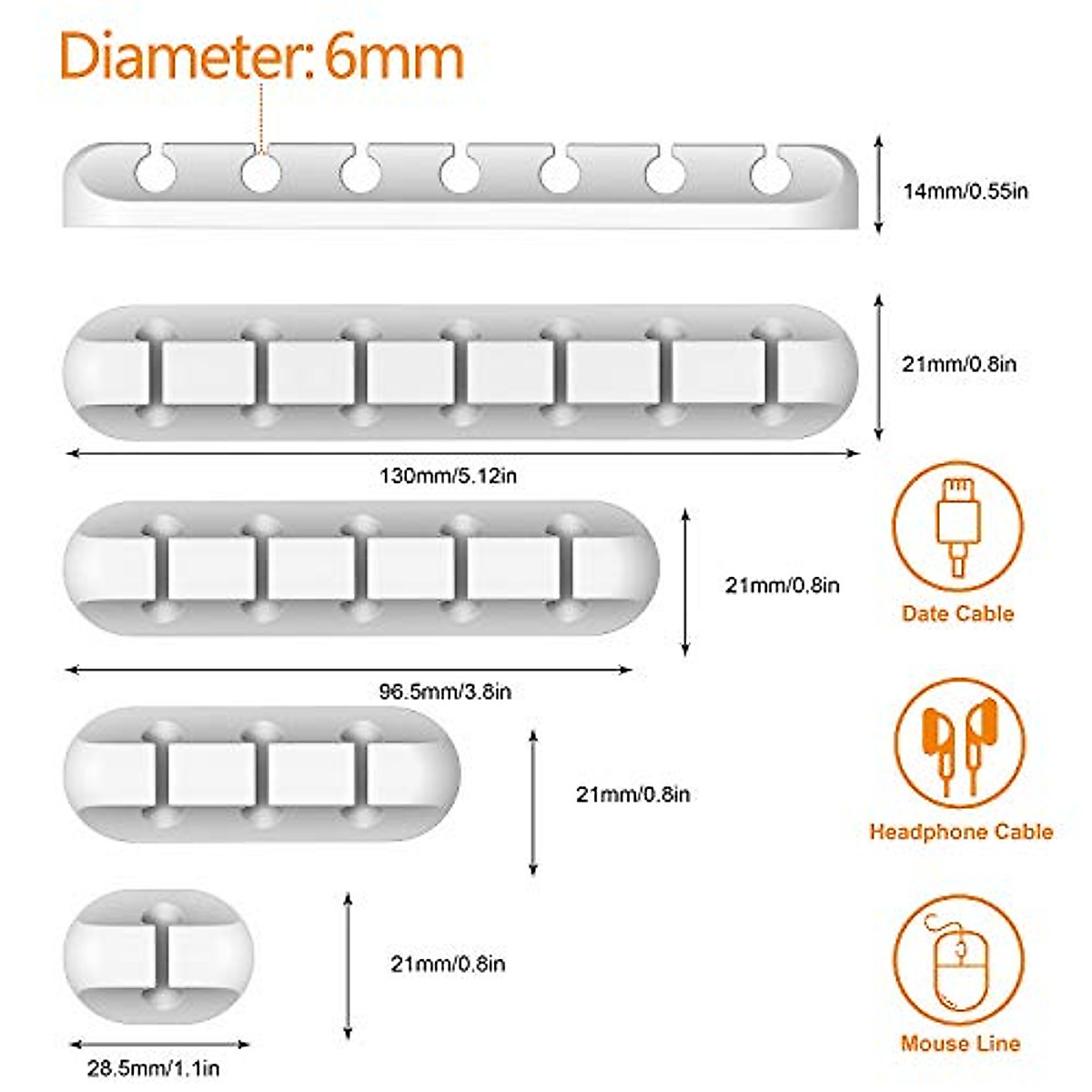 Cord Organizer Cable Management for Desk - 5 Packs White Cable Clips and Cord Keeper, The White Self-Adhesive Cord Holder for Desk and Wire Holder are Easy to Apply and Stops Wire Getting Dirty