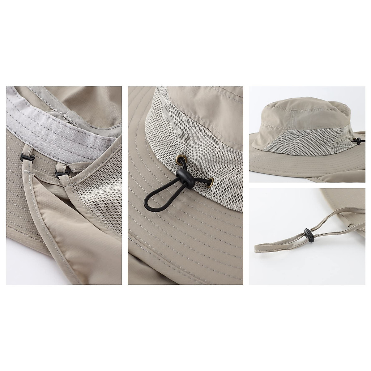 Home Prefer UPF50+ Mens Sun Hat with Neck Flap Wide Brim UV Sun Protection Fishing Hat with Neck Flap Womens Gardening Beach Sand