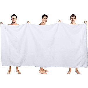 Utopia Towels Bundle Pack of 600 GSM Bath Sheet Set (2-Pack) and Banded Bath Mats (2-Pack) – 100% Ring-Spun Cotton – Highly Absorbent – Soft & Luxurious – White