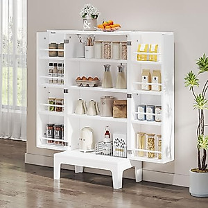 DWVO 43" Kitchen Pantry Storage Cabinet, Pantry Cabinet with Doors and Shelves, Buffet Cupboards Sideboard for Kitchen，Living Room and Dining Room, White