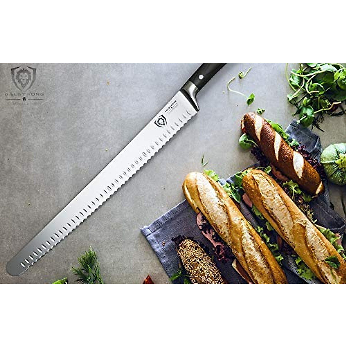 Dalstrong The Gladiator Series Elite Serrated Slicing & Carving Knife 14" Bundled with Premium Whetstone Kit #1000/#6000 Grit