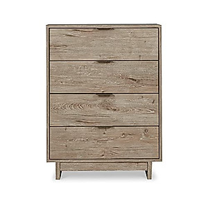 Signature Design by Ashley Oliah Contemporary 4 Drawer Chest of Drawers, Natural Wood Grain