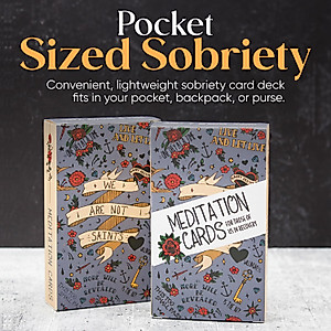 Sober Cards Meditation Cards - Stress Relief Mindfulness Cards for Meditation & Relaxation - Encouragement Cards - Compact Size Sobriety Gifts for Men & Women - 50 Slogans Per Deck