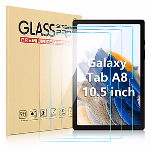 DTTO for Samsung Galaxy Tab A8 10.5 inch Case 2022, Premium Leather Business Folio Stand Cover with 3 Pack HD Tempered Glass Screen Protector for Galaxy Tab A8 10.5" [SM-X200/X205/X207], Blue