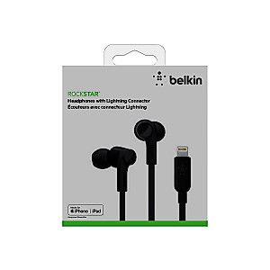 Belkin SoundForm Headphones - Wired In-Ear Earphones With Microphone- iPhone Headphones - Apple Wired Earbuds For iPhones & iPads With Lightning Connector (Black)