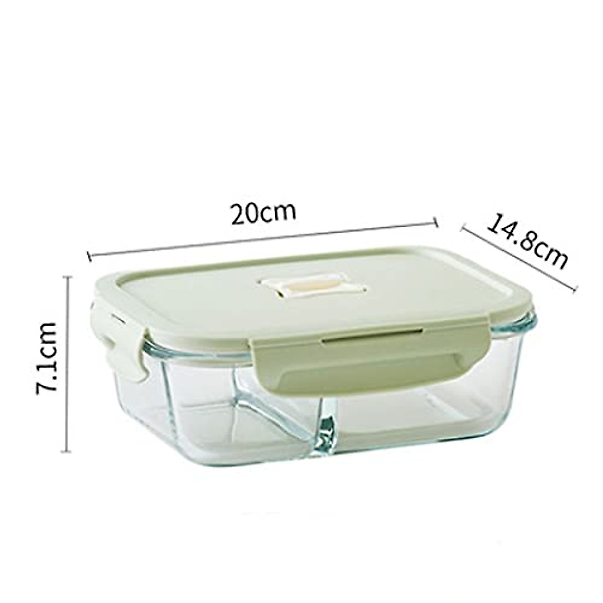 GAGALU Metal Lunch Box Divided Glass Fresh Keeping Box for Family, Two Compartments,with Seal Locking Lids