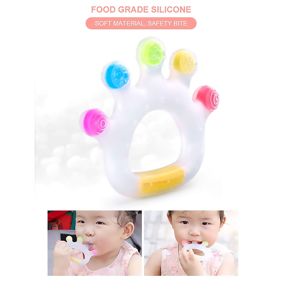 Baby Palm Teether, Silicone Teething Toys for Babies 0-6 Months,6-12 Months, Soothing Teething Pain, BPA Free, Easy Grasp, Anti-Choking