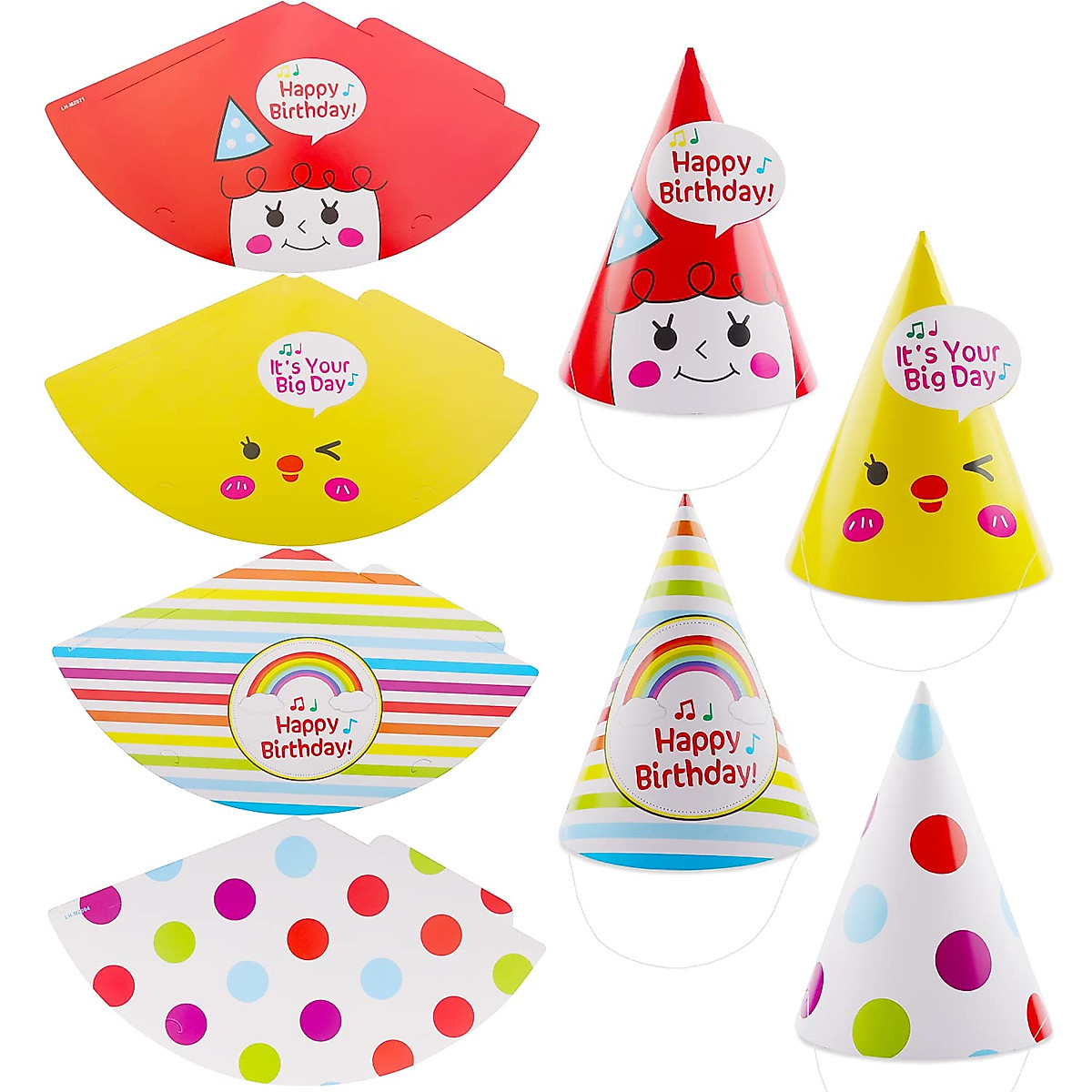 Rocutus Rainbow Birthday Party Hats, 30 Pieces, Paper, Cartoon, Costume Headwear, For Kids and Adults, Party Hat