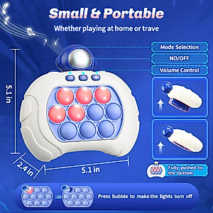 Quanquer Pop Toy Fast Push Game, Electronic Fidget Light Up Sensory Toys Travel Bubble Handheld Game Birthday Gifts for Age 5 6 7 8 9 10-12-18 Year Old Kids Adults Girl Boys, Astronaut, Blue & White