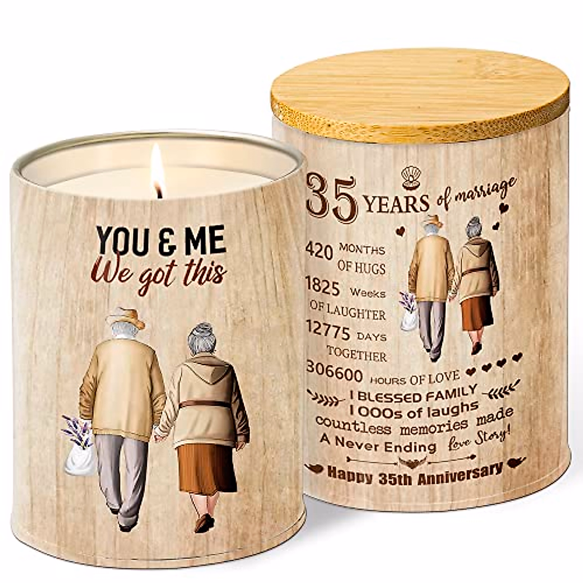 35th Anniversary Romantic Candle Gifts, Wedding Anniversary Couple Gifts for Him Her, 35th Wedding Gift for Wife Mom Husband Mom Grandma Grandpa, 35 Years of Marriage Lavender Candle Gift