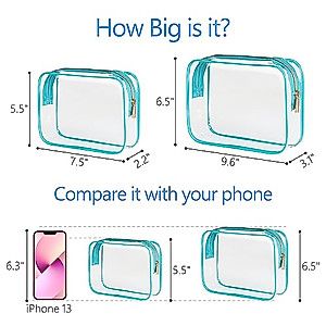 PACKISM Clear Makeup Bags, 3 Pack TSA Approved Toiletry Bags Clear Toiletry Bags for Traveling, Clear Cosmetic Bags Airport Carry on Clear Compliant Bag, Green