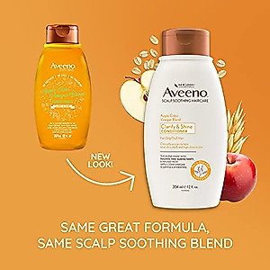 Aveeno Apple Cider Vinegar Sulfate-Free Conditioner for Balance & High Shine, Daily Moisturizing & Scalp Soothing Conditioner for Oily or Dull Hair, Paraben & Dye-Free, 12oz