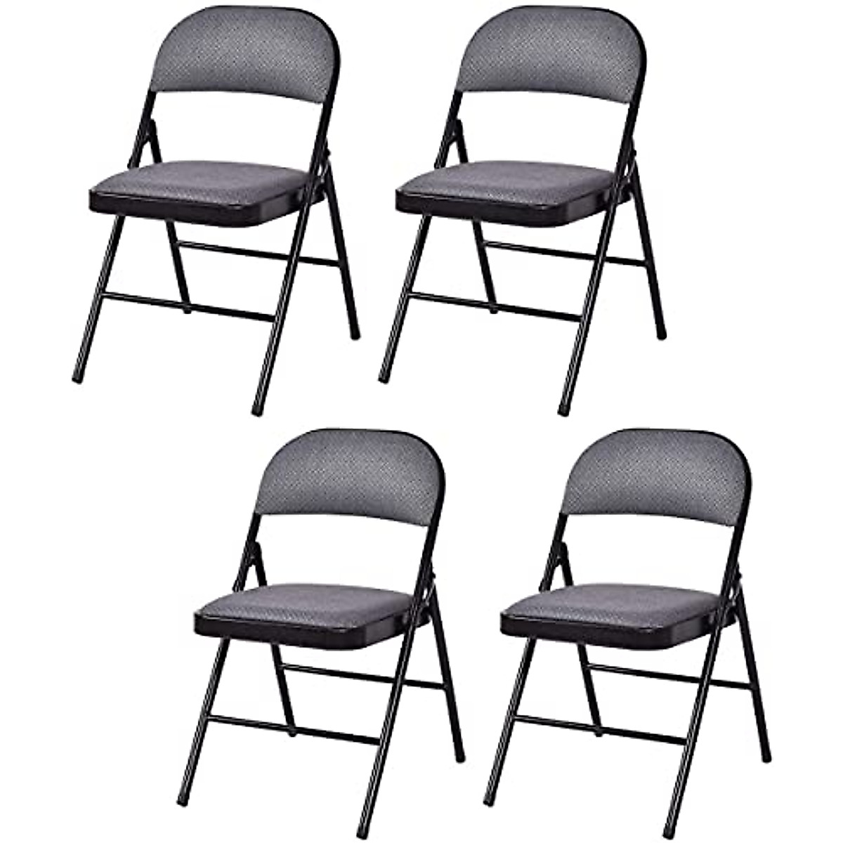 Moccha 4 Pack Folding Chairs, Stackable Fabric Commercial Chair with Metal Frame, Lightweight Portable Foldable Chairs with Padded Seat for Home Office Wedding Party Indoor Outdoor Events (Gray)