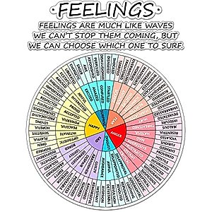 Hotop Feelings Wheel Wall Decals Mental Health Sticker 16 x 21 Inches Large Emotion Wheel Decal Office Decor Mental School