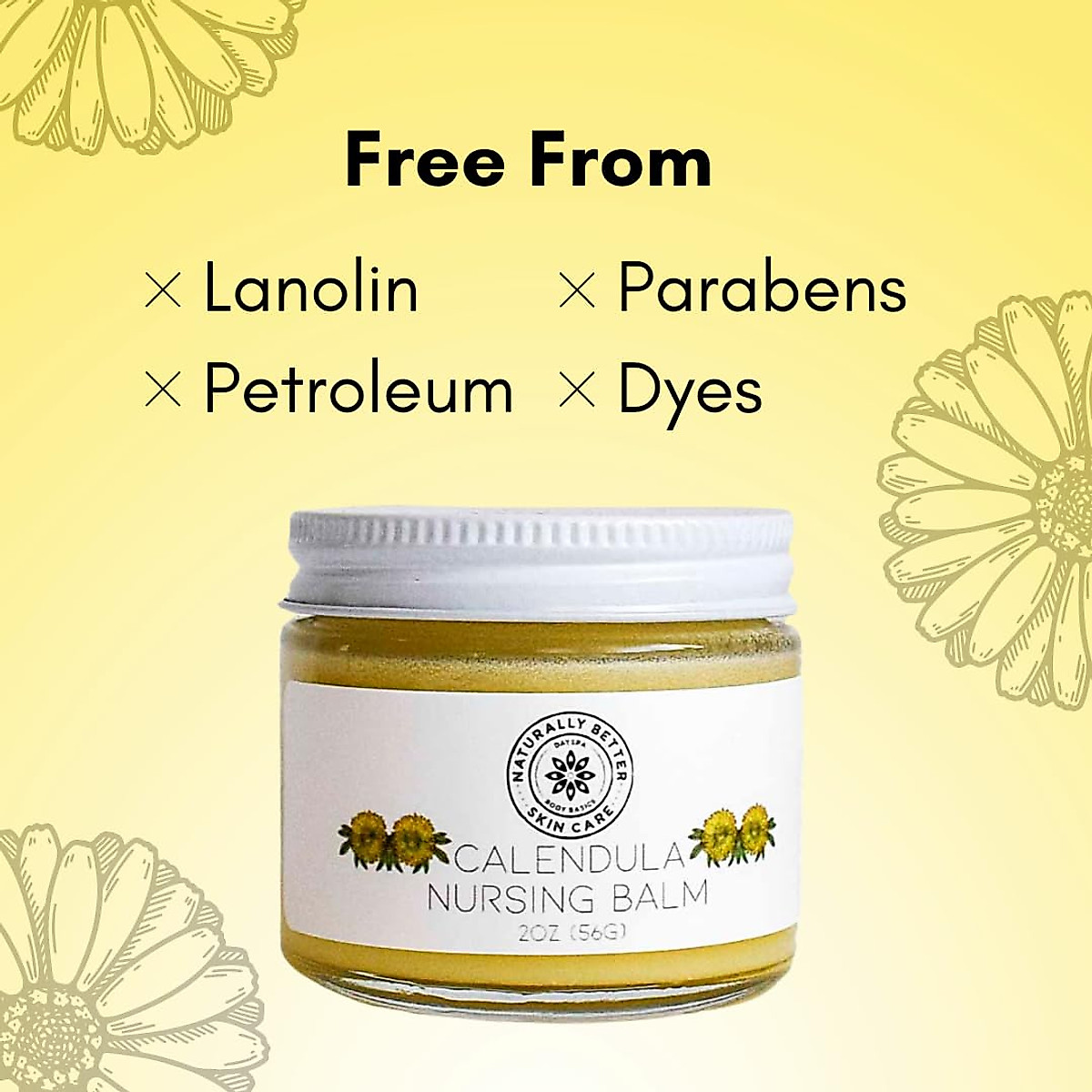 Calendula Nursing Balm - Lanolin-Free Herbal Salve for Soothing Sore or Cracked Nipples, All-Natural Nipple Butter, Plant-Derived Breastfeeding Cream, Handmade in USA by DAYSPA Body Basics