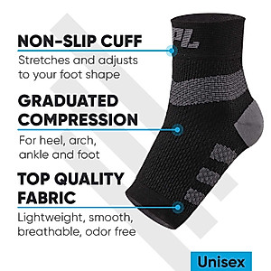 POWERLIX Plantar fasciitis socks for Neuropathy (Pair) for Women & Men, Ankle Brace Support, Toeless Compression Socks & Foot Sleeve for Arch & Heel Pain Relief - Treatment & Everyday Use