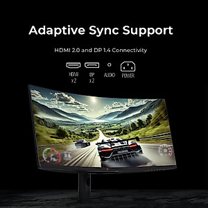 Deco Gear 34" 3440x1440 21:9 Ultrawide Curved Monitor, 180Hz, HDR10, 4000:1 Contrast Ratio, 99% sRGB, 16.7 Million Colors, Adaptive Sync, Blue Light Reduction