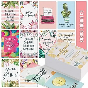 Dessie Motivational Cards - 63 Unique Inspirational Cards. Business Card Sized Encouragement Cards for Employees, Thinking of You Gifts, Appreciation Cards, Kindness Cards, Lunch Box Notes