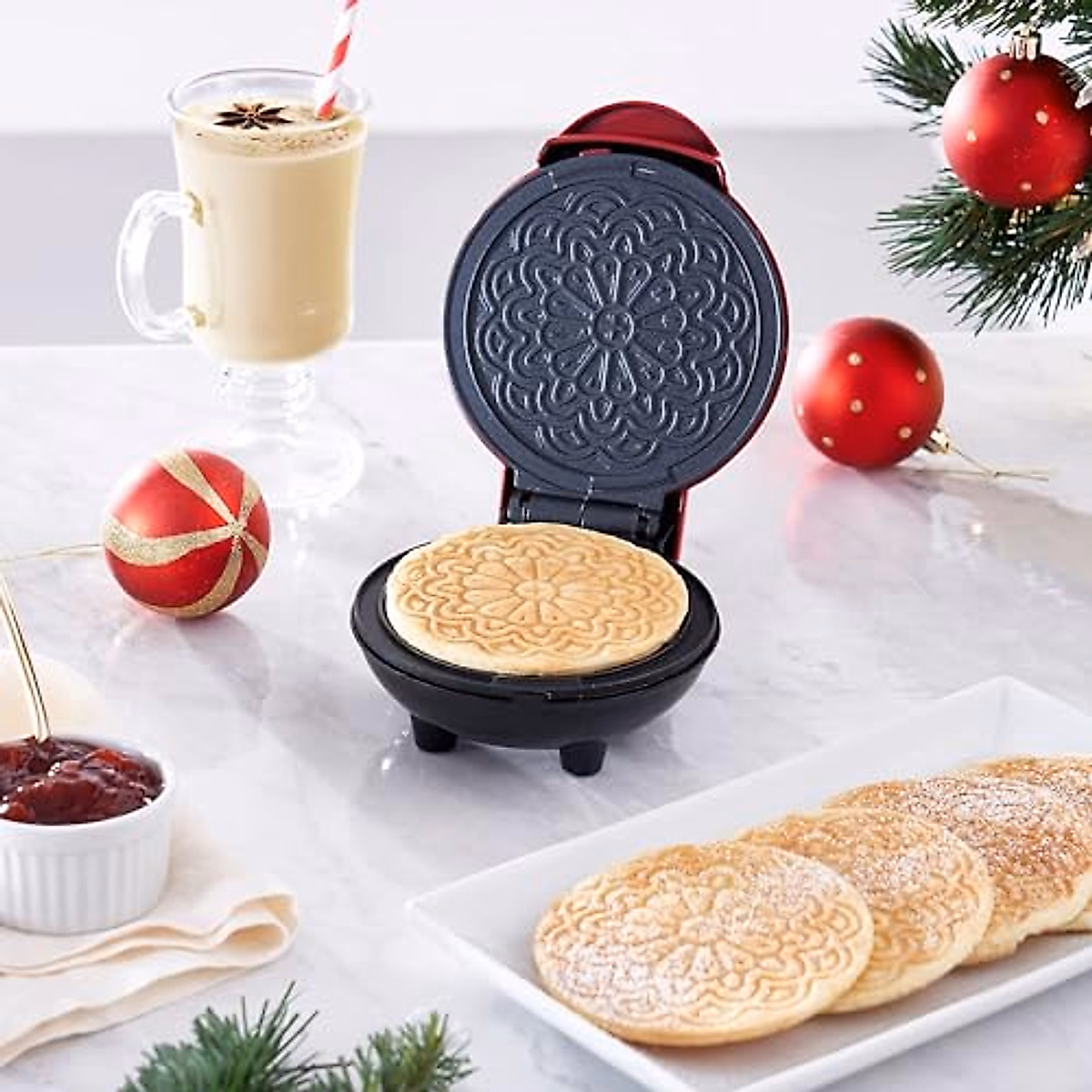 Dash Set of 3 Mini Pizzelle Makers for Individual Waffles Hash Browns, Keto Chaffles with Easy to Clean, Non-Stick Surfaces (Black)