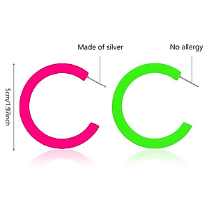 4 Pairs Acrylic Neon 80s Earrings Women Retro Colorful Hoop Earrings Candy Color Lightweight Hoop Earrings for 80s Party Costume Accessory