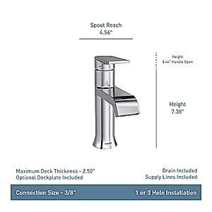 Moen Genta LX Chrome One-Handle Single Hole Modern Bathroom Sink Faucet with Optional Deckplate, 6702