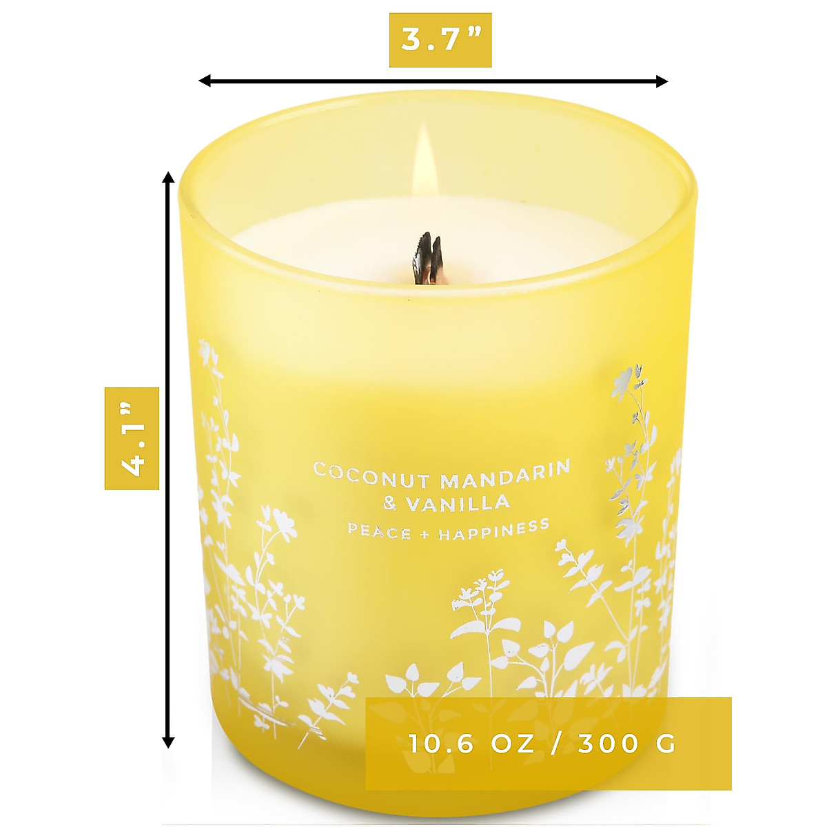 Coconut Mandarin and Vanilla Wood Wick Scented Candle | Big Candle for Home Decor 10.6 oz Scented Soy Candle, Relaxing Candles for Women and Men, Aromatherapy Candle Gift