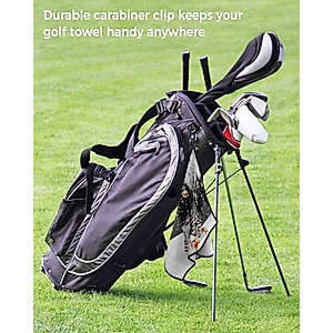 Golf Towel Christmas Gnome Pine Needle Xmas Tree Gift,Waffle Pattern Microfiber Club Cleaner Golf Towels with Carabiner Clip for Women Men Dad,Winter Snow Golf Towel for Golf Bags Accessories,24x16in