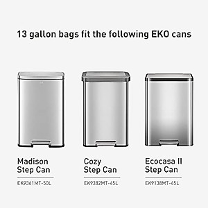 EKO Easy-Dispense Roll of 60 Count Extra-Strong Drawstring Kitchen Trash Bags - 13 Gallon Garbage Bags (40L-60L) 60 pack