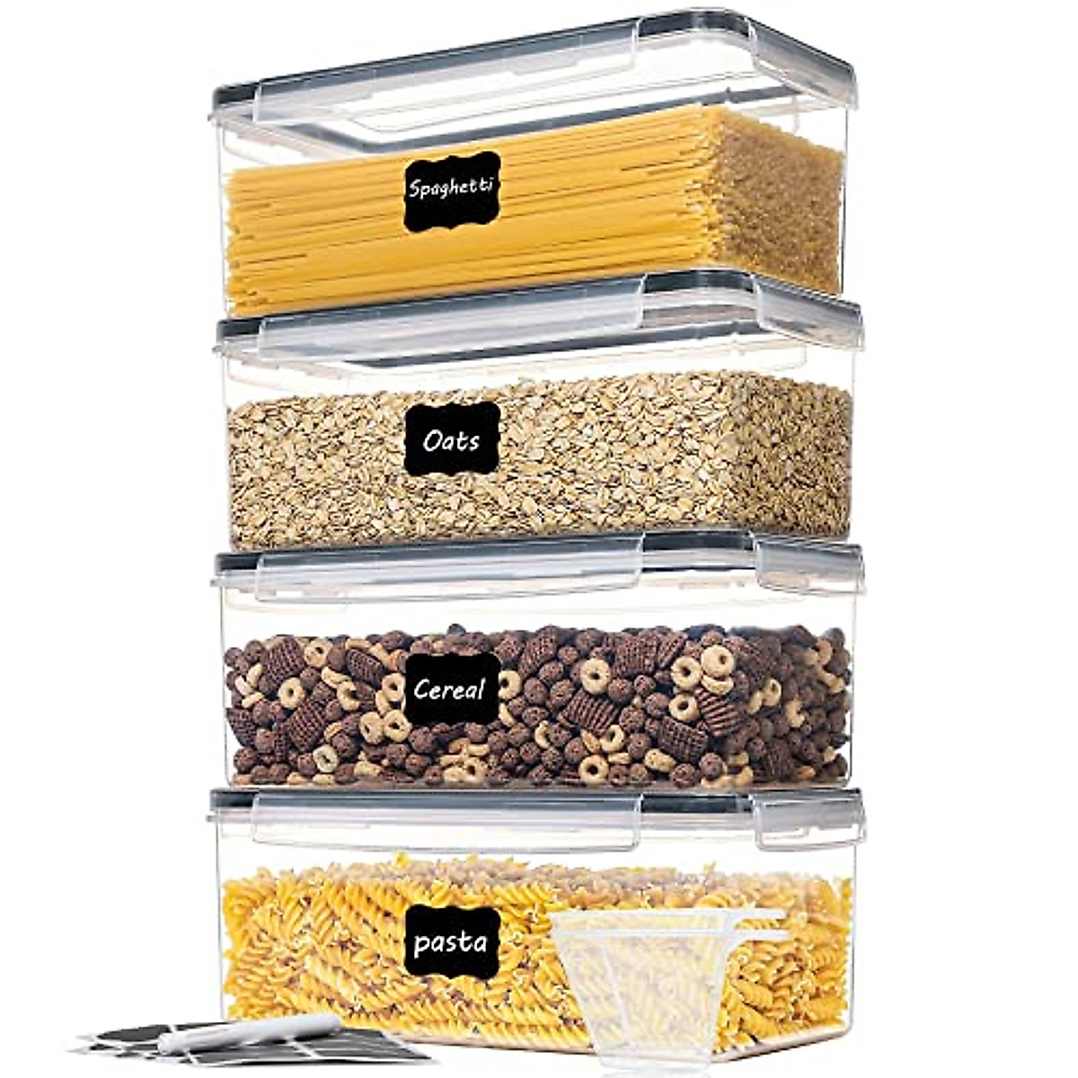 FOFY Grain Storage Tank Kitchen Large Rice Bucket Storage Box Noodles Box Plastic Transparent Sealed can 3.2 Noodle Box Black