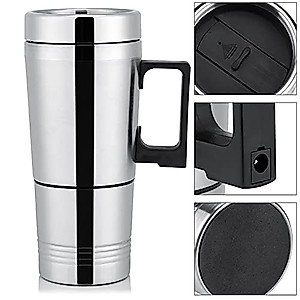 Car Heating Cup,Car Electric Heating Cup Kettle 12V/24V 300ml Car Electric Coffee Tea Water Mug Vehicle Heating Drinking Cup Bottle(24V)