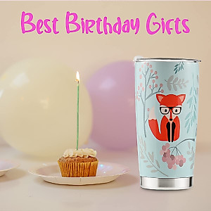 HIPOODAN Fox Gifts for Women, Birthday Gifts for Fox Lover, Mothers Day Gifts for Fox Mom- Best Friend Funny Gifts for Women Birthday Christmas 20oz Stainless Steel Fox Tumbler