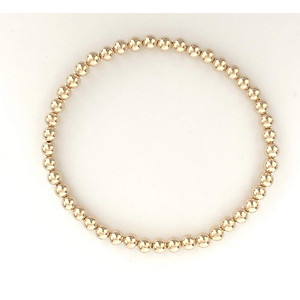 14k Gold Filled Beaded Ball Bracelet, 4mm, Dainty Layering Jewelry, Stacking Stretch Bracelets (6)
